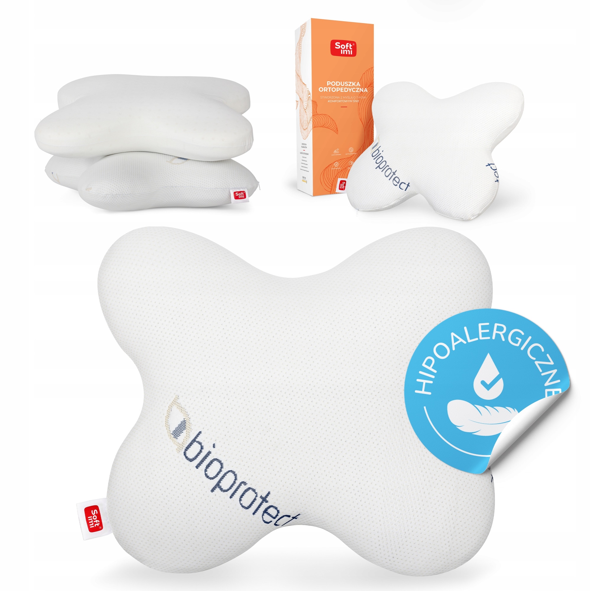 PERNA ORTOPEDICA PENTRU ADORMIT, SOFTIMI, Model fluture, Alb - eMAG.ro