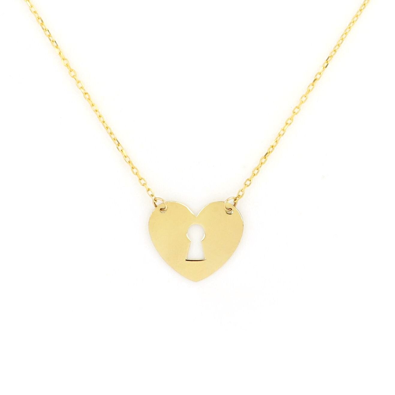 Lant cu pandant inima perforata, aur 14k - eMAG.ro