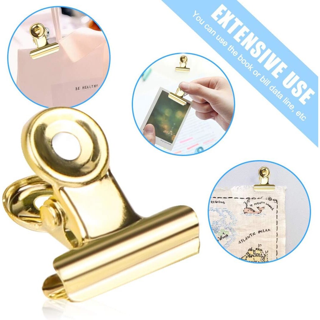 Set 40 clipsuri birou multifunctionale, Metal, 22 x 22 mm, Auriu - eMAG.ro