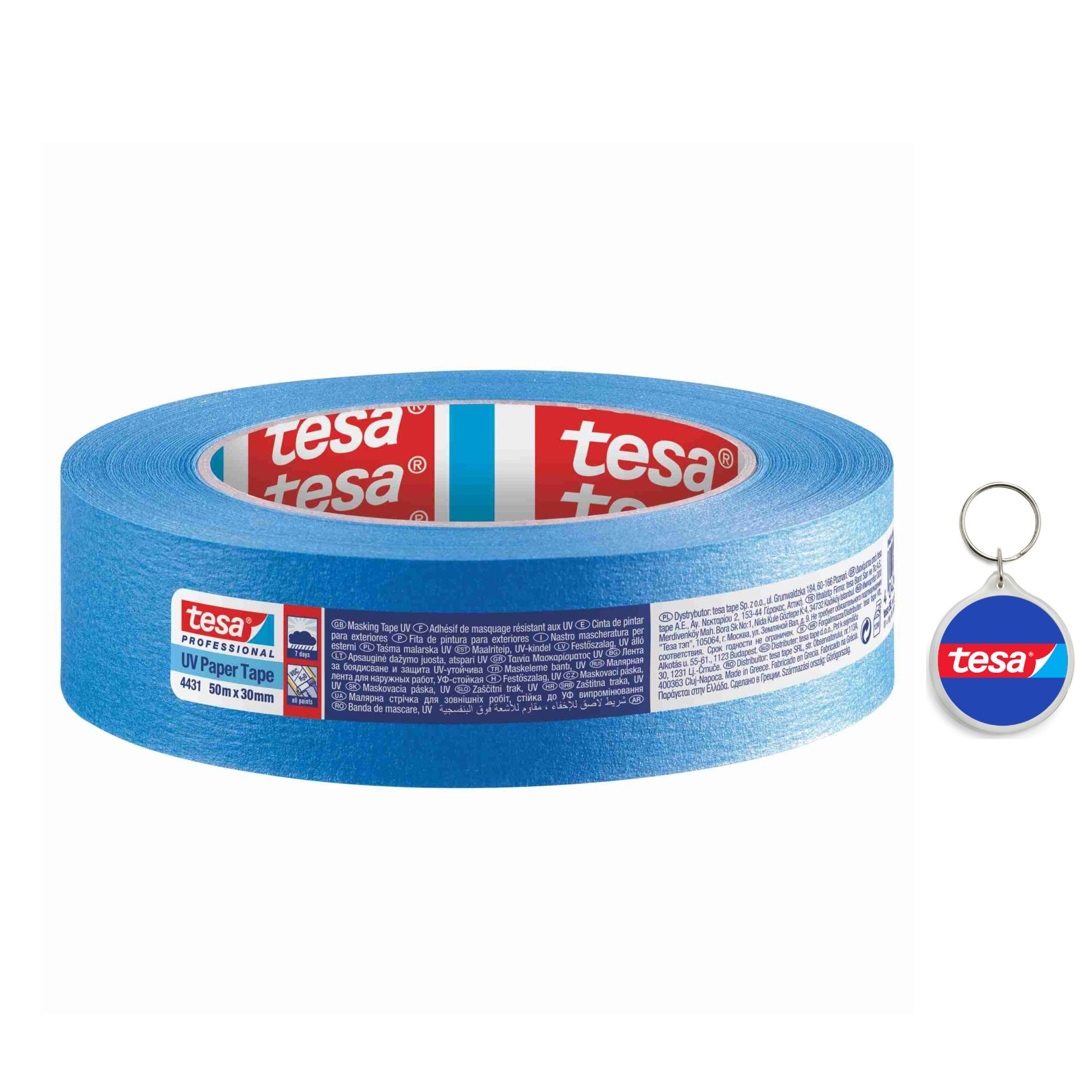 Set banda de mascare UV 30 mm x 50m si breloc Tesa - eMAG.ro