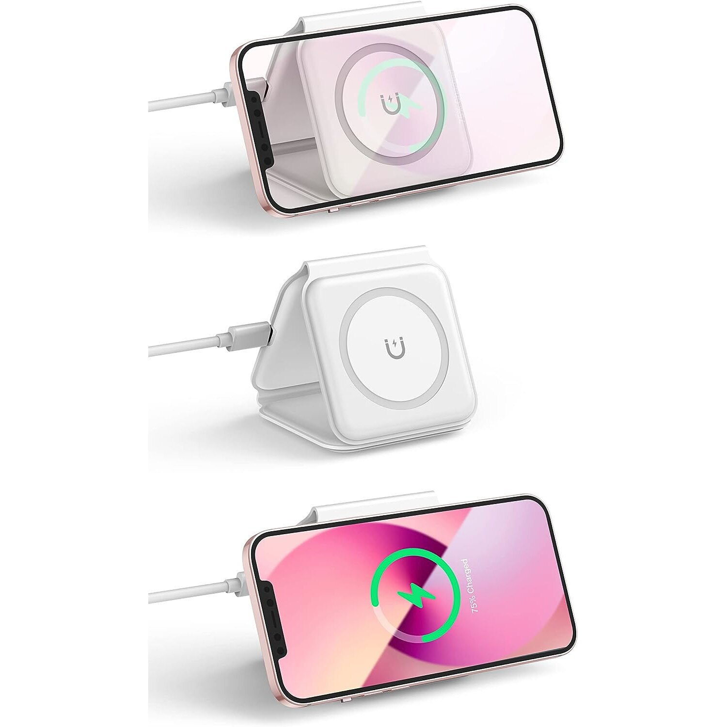 Statie incarcare wireless, 3 in 1, pliabila, 15W Fast Charge, Magnetica ...