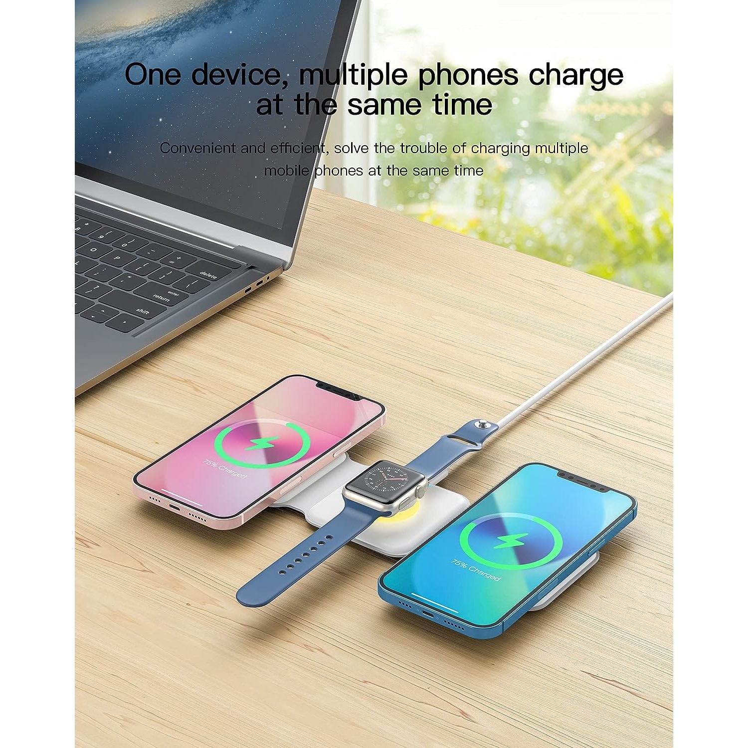 Statie incarcare wireless, 3 in 1, pliabila, 15W Fast Charge, Magnetica ...