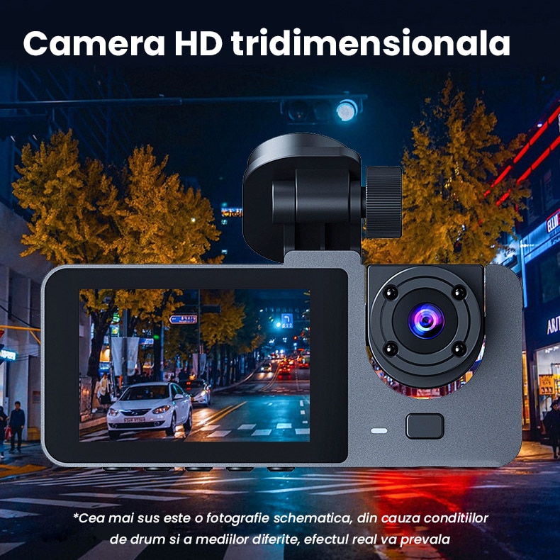 Camera Auto DVR Duala, Sundiguer, High PRO Full HD 1080P, 4K, 3 lentile ...