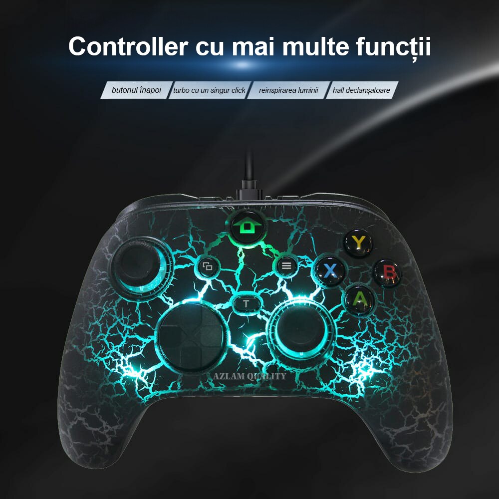 Gamepad Wireless 2.4 G, Vibratii duale, D-pad hibrid, Senzor Hall, All ...