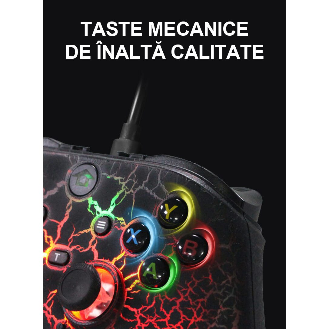 Gamepad Wireless 2.4 G, Vibratii duale, D-pad hibrid, Senzor Hall, All ...