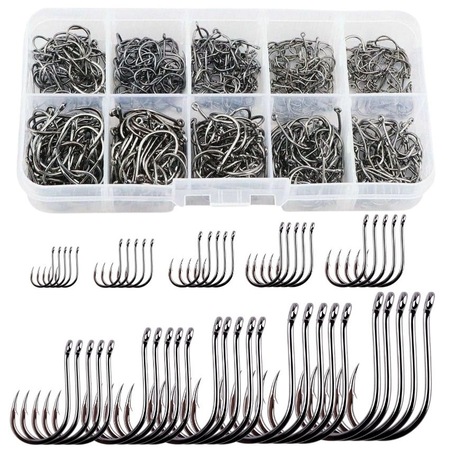 Carlige Pescuit cu Ochet, Set 500 buc, din Otel cu Continut de Carbon ...
