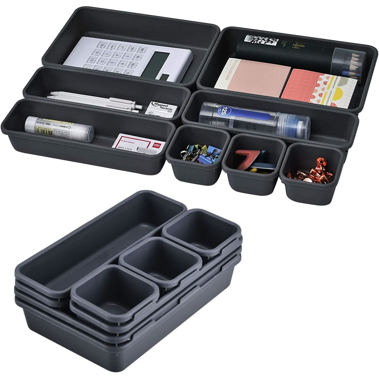 Organizator sertar, OPENHOME, Plastic, Gri - eMAG.ro