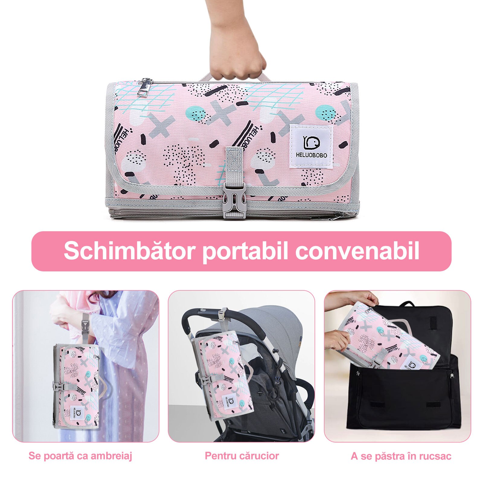 Saltea pentru infasat portabila tip geanta pentru schimbat scutece ...
