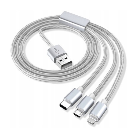 Cablu de incarcare telefon cu 3 mufe pentru IOS si Android, Micro USB ...