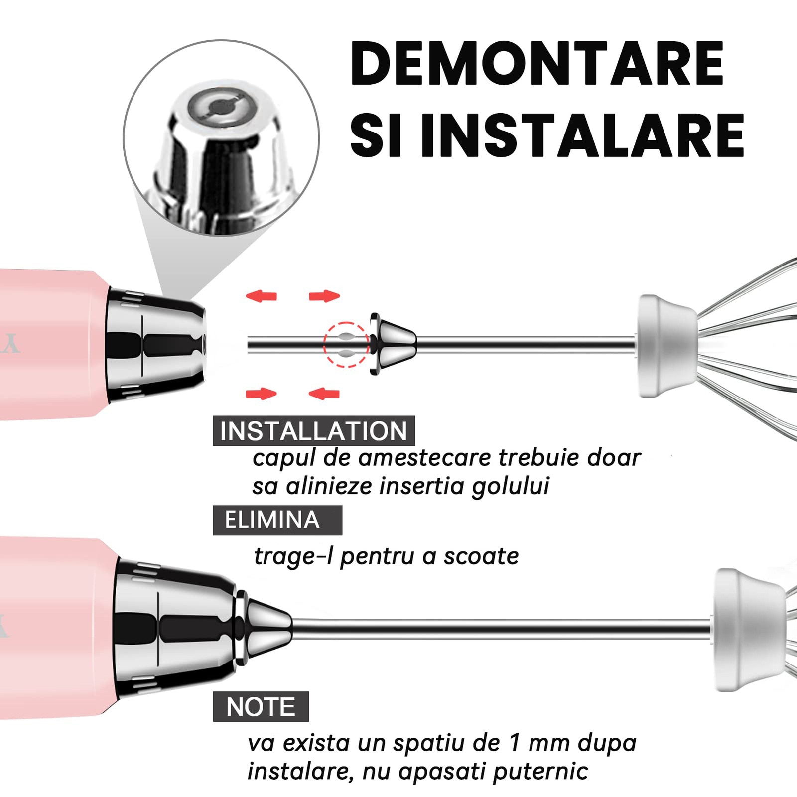 Mixer spuma lapte electric, Sundiguer, 3 capete interschimbabile ...