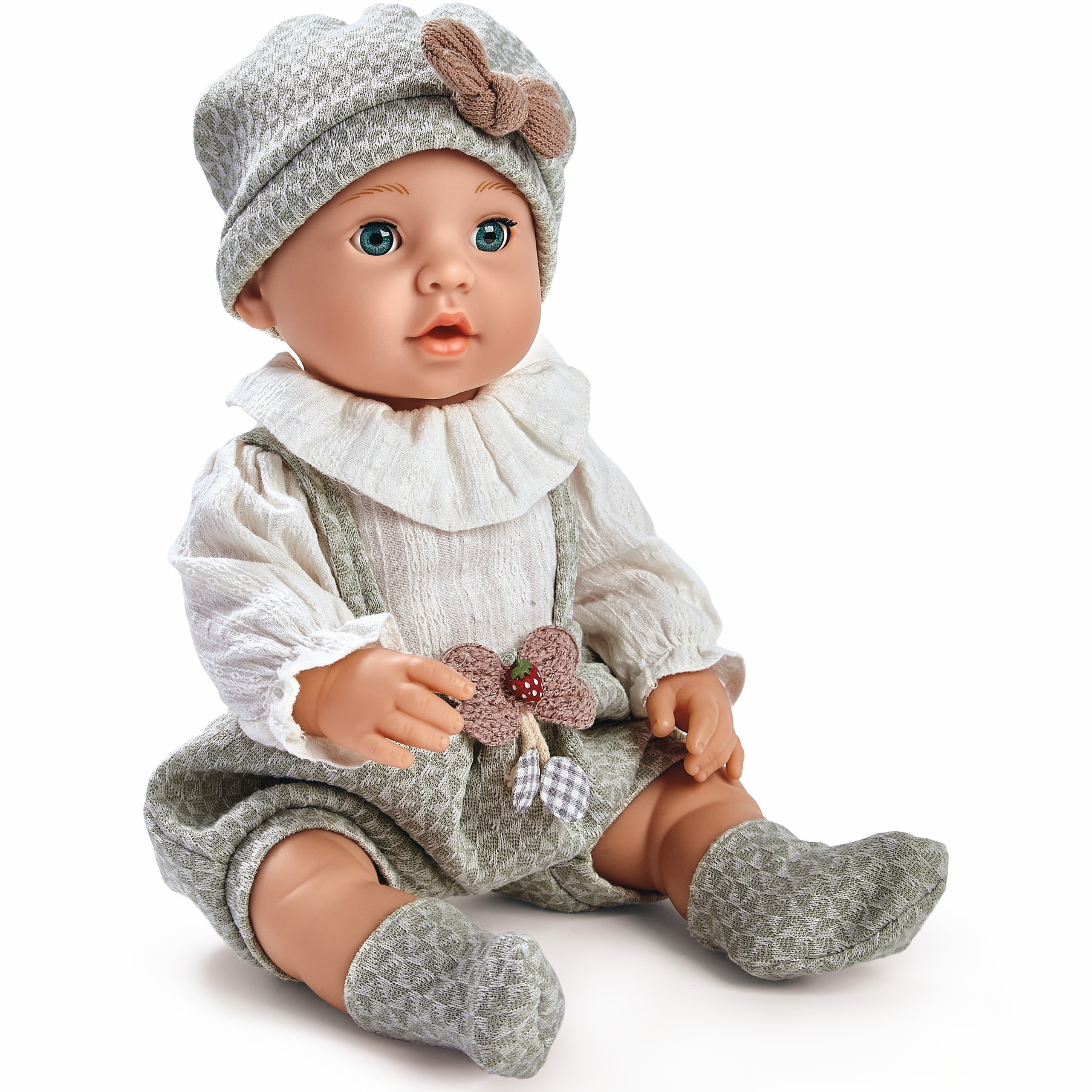 Papusa bebelus Mappy 40 cm, alb / gri - eMAG.ro