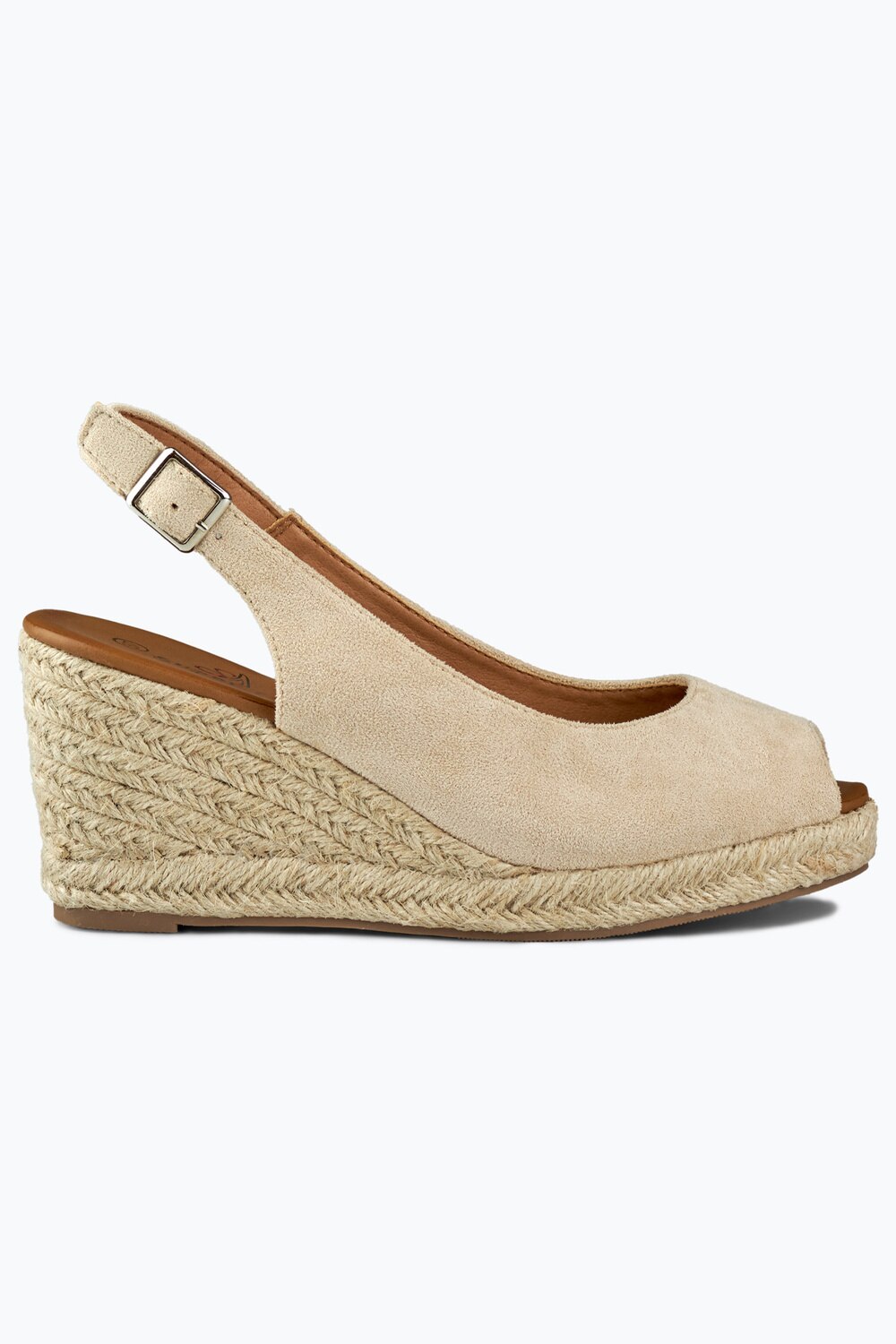 Espadrile cu platforma, Piele intoarsa, Bej, 38 - eMAG.ro