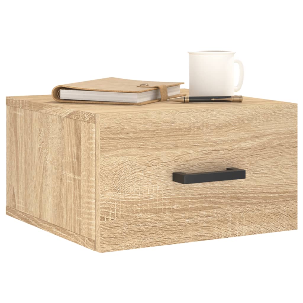 Set noptiere de perete vidaXL, 2 buc., stejar sonoma, 35x35x20 cm, 12 ...