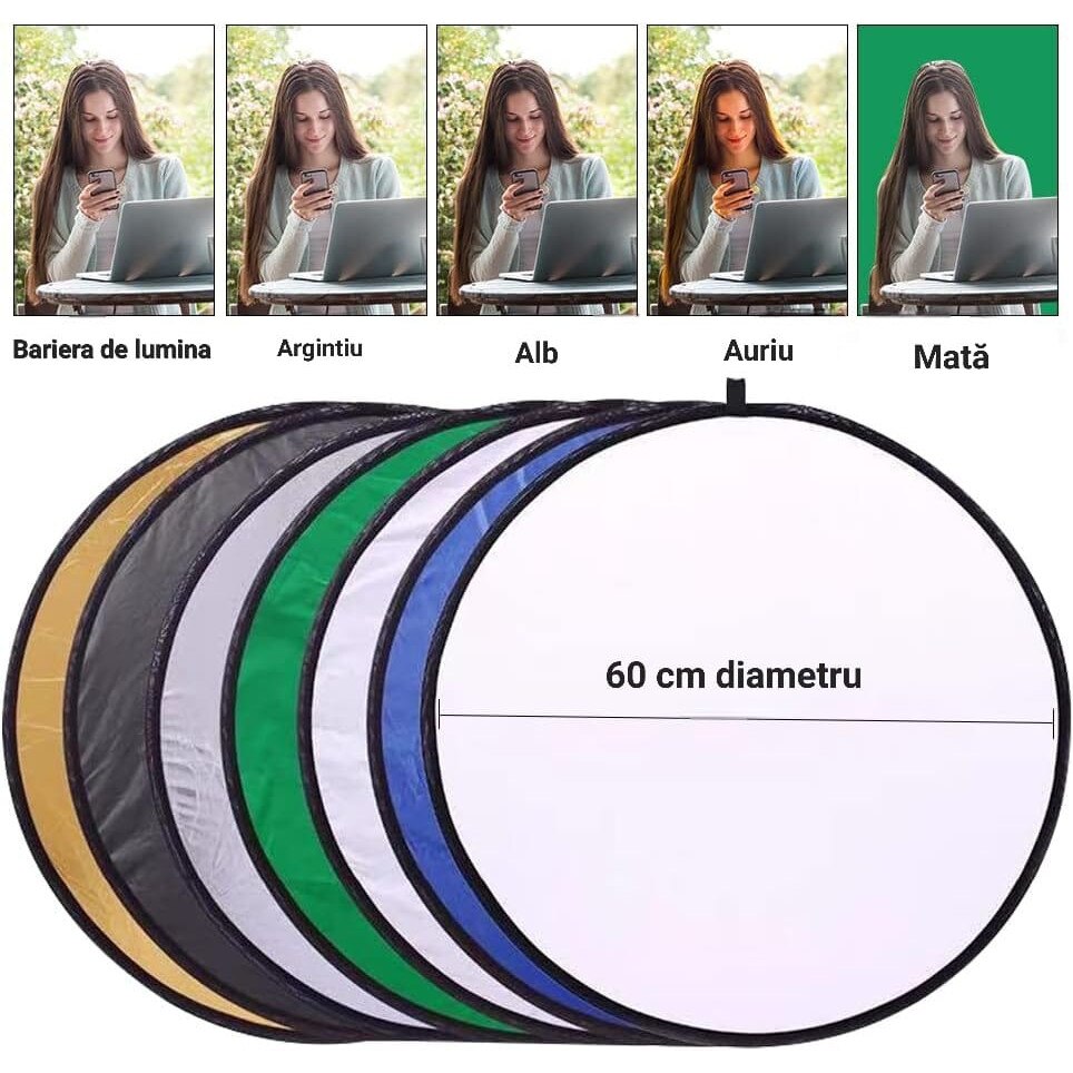 Set de reflectoare de lumina 7 in 1 DIGIMAT®, blende, difusor ...