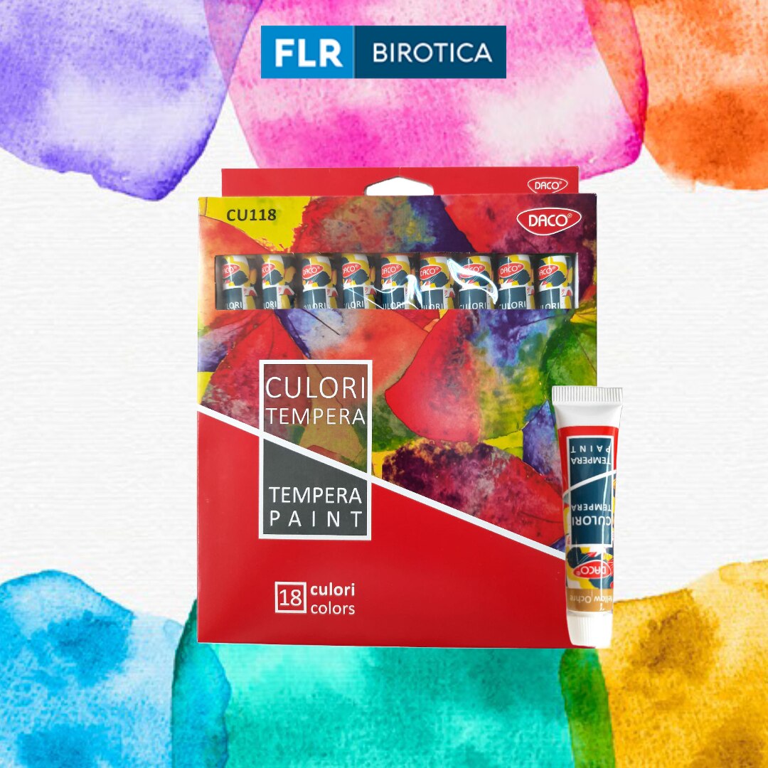 Acuarele tempera 18 culori/set, 12 ml/tub, FLR DACO, pe baza de apa ...