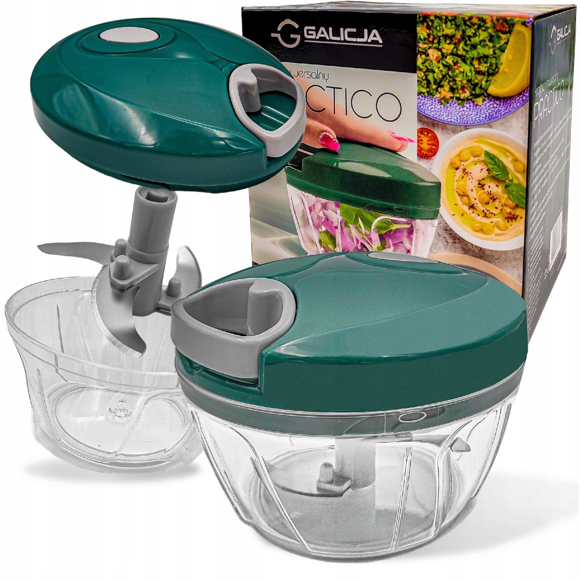 Tocator legume, Galicja, Inox/Plastic, Verde/Transparent - eMAG.ro