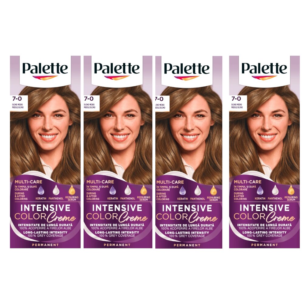 Set 4 x Vopsea de Par Permanenta Palette Intensive Color Creme N6 Blond ...