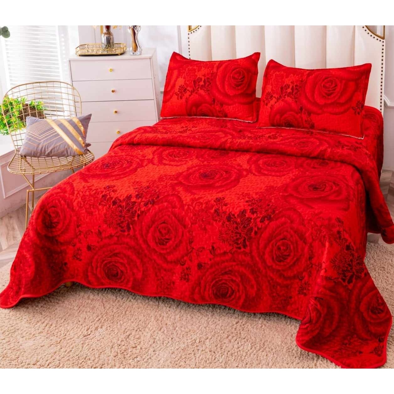Set cuvertura de pat, catifea, 3 piese, 230 x 250 cm, SC010 - eMAG.ro