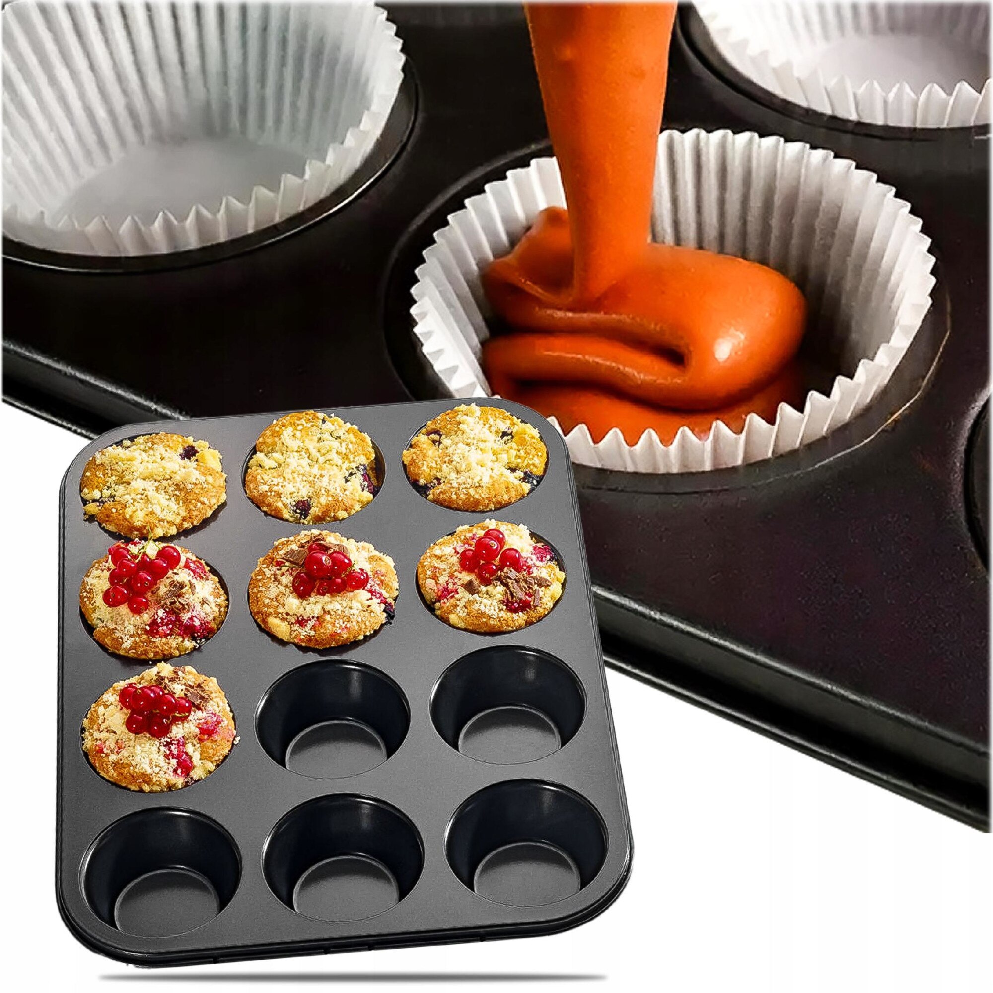 Tava cu forme pentru prajituri, HOFU, Metal, Negru - eMAG.ro