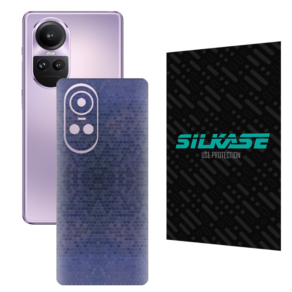 Folie skin SILKASE pentru Oppo Reno 10, albastru hexa, protectie spate ...