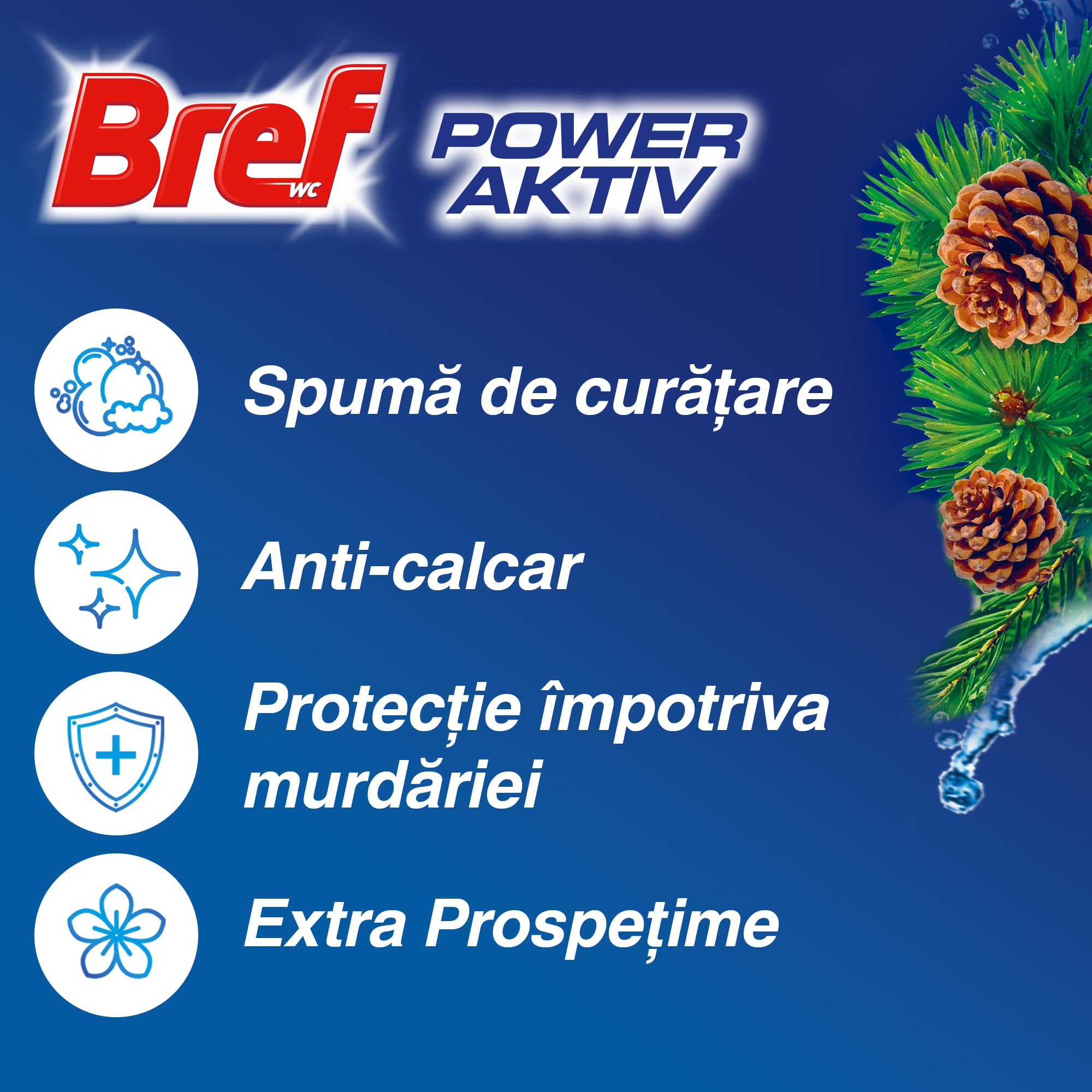 Ароматизатор за тоалетна Bref Power Active Pine, 6x50 гр - eMAG.bg