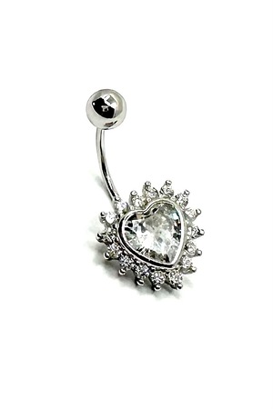 Cercel de buric din argint 925 cu zirconiu inima, Dinuzete - eMAG.ro