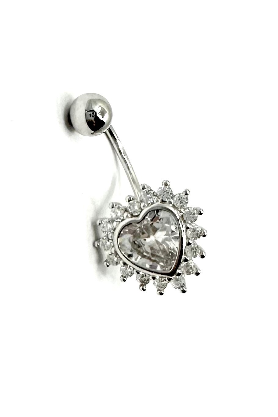Cercel de buric din argint 925 cu zirconiu inima, Dinuzete - eMAG.ro