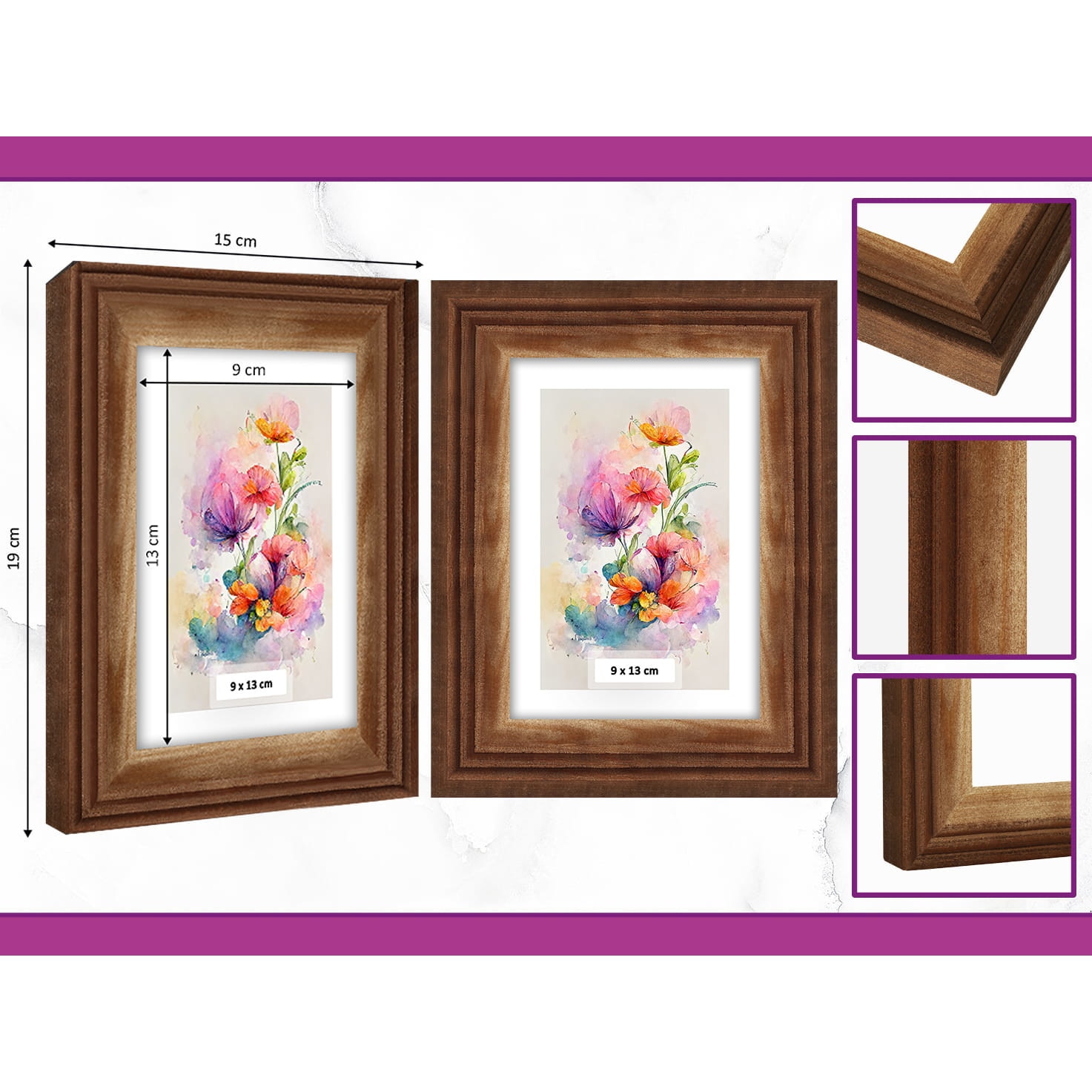 Rama foto din lemn, Postergaleria, 9x13 cm, Maro - eMAG.ro