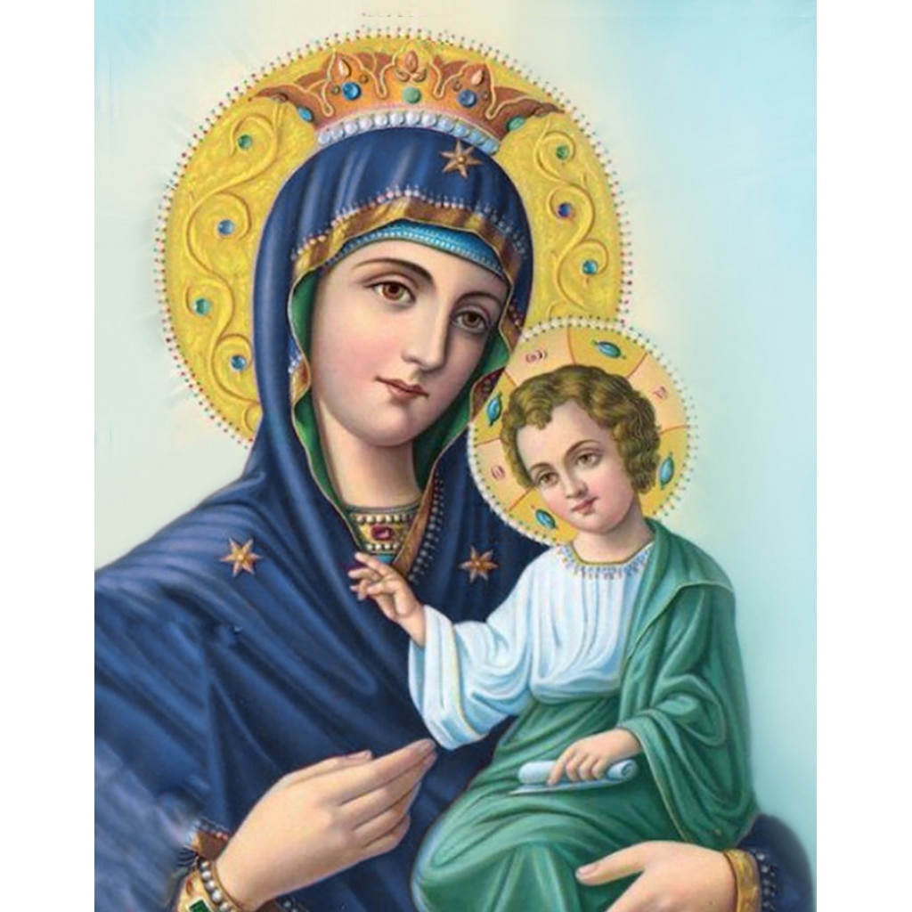 Set pictura pe numere, Icoana Sf. Maria si pruncul, 40x50, Multicolor ...