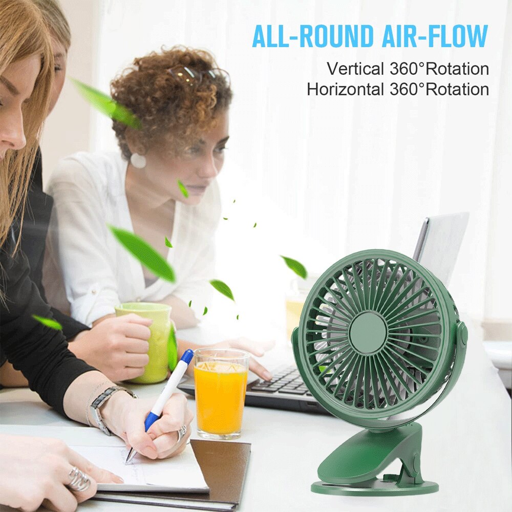 Ventilator portabil, USB, 3 trepte de viteza, Verde - eMAG.ro