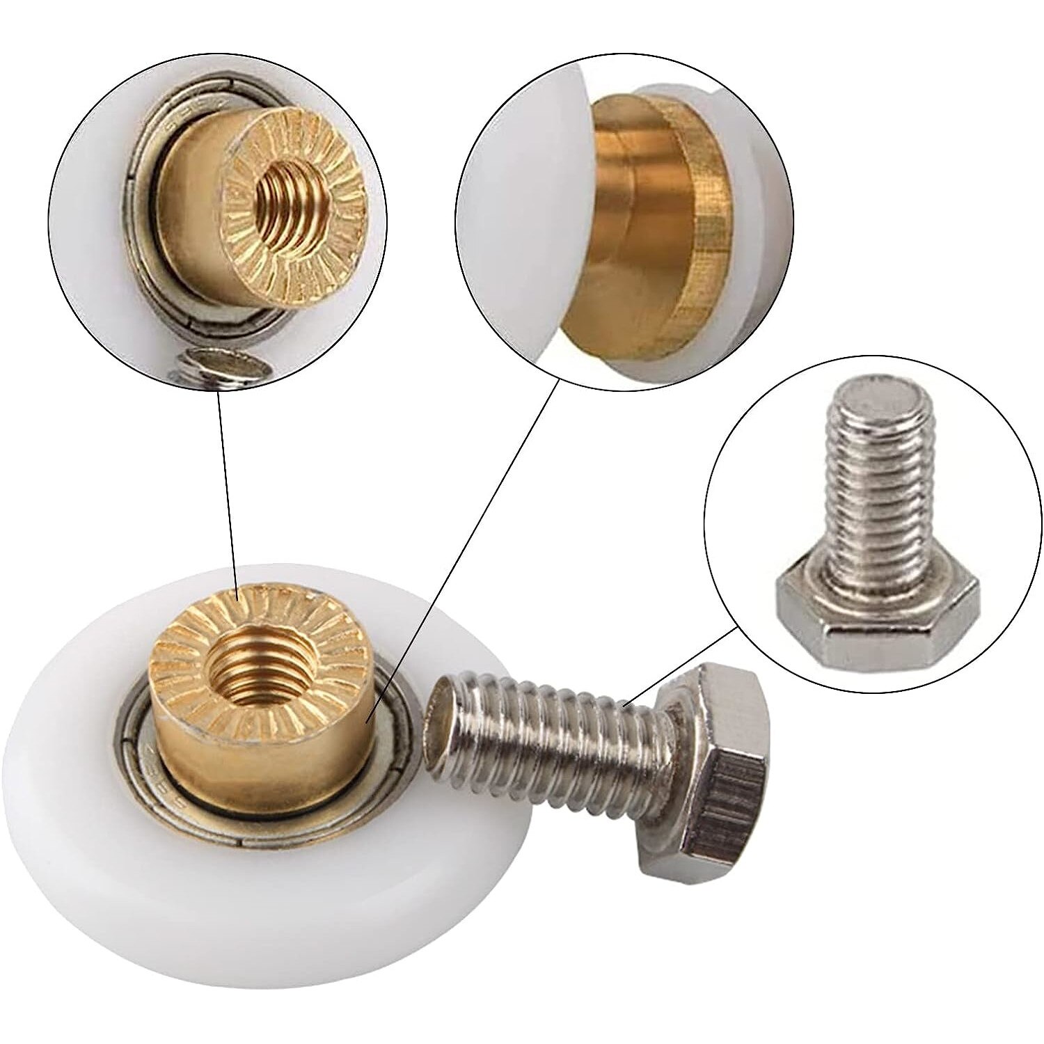 Set 4 role usa dus, Cupru/Inox, 20 mm, Alb - eMAG.ro