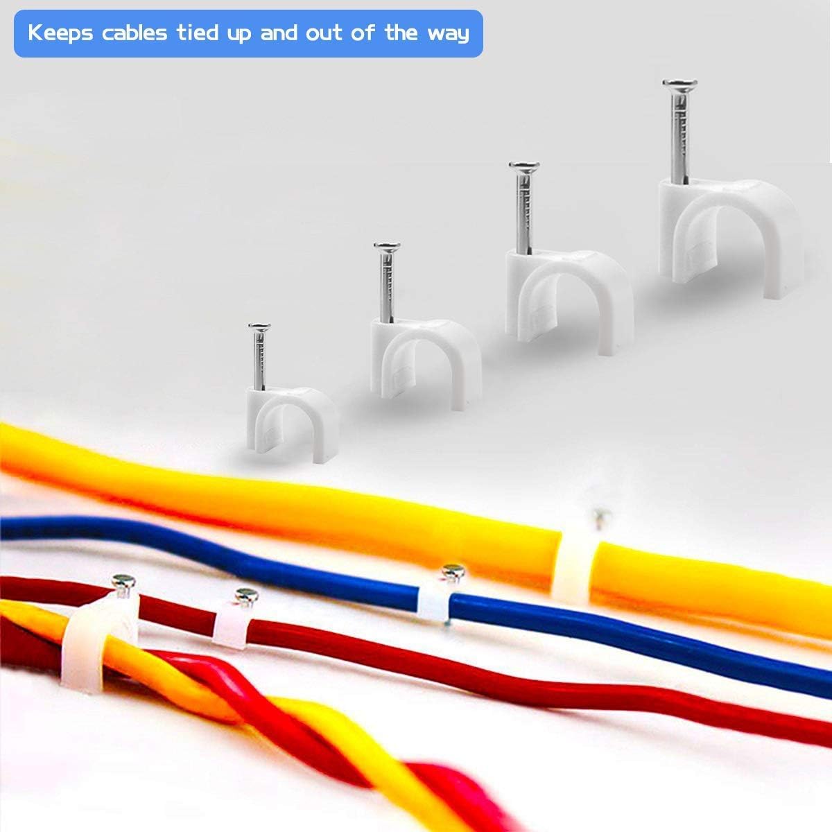 Set 100 cleme fixare cabluri, Plastic, 6 mm, Alb - eMAG.ro