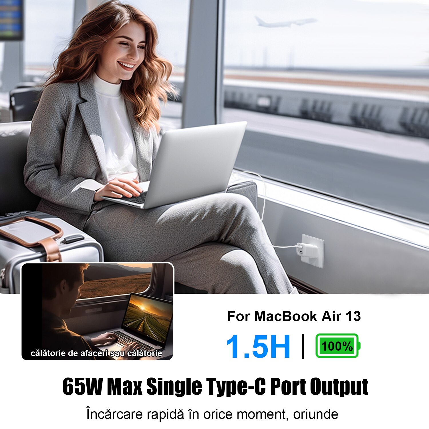 Мрежово зарядно устройство, Съвместим с Apple SamSung, USB Type C, USB3.0, Super Fast Charge ...