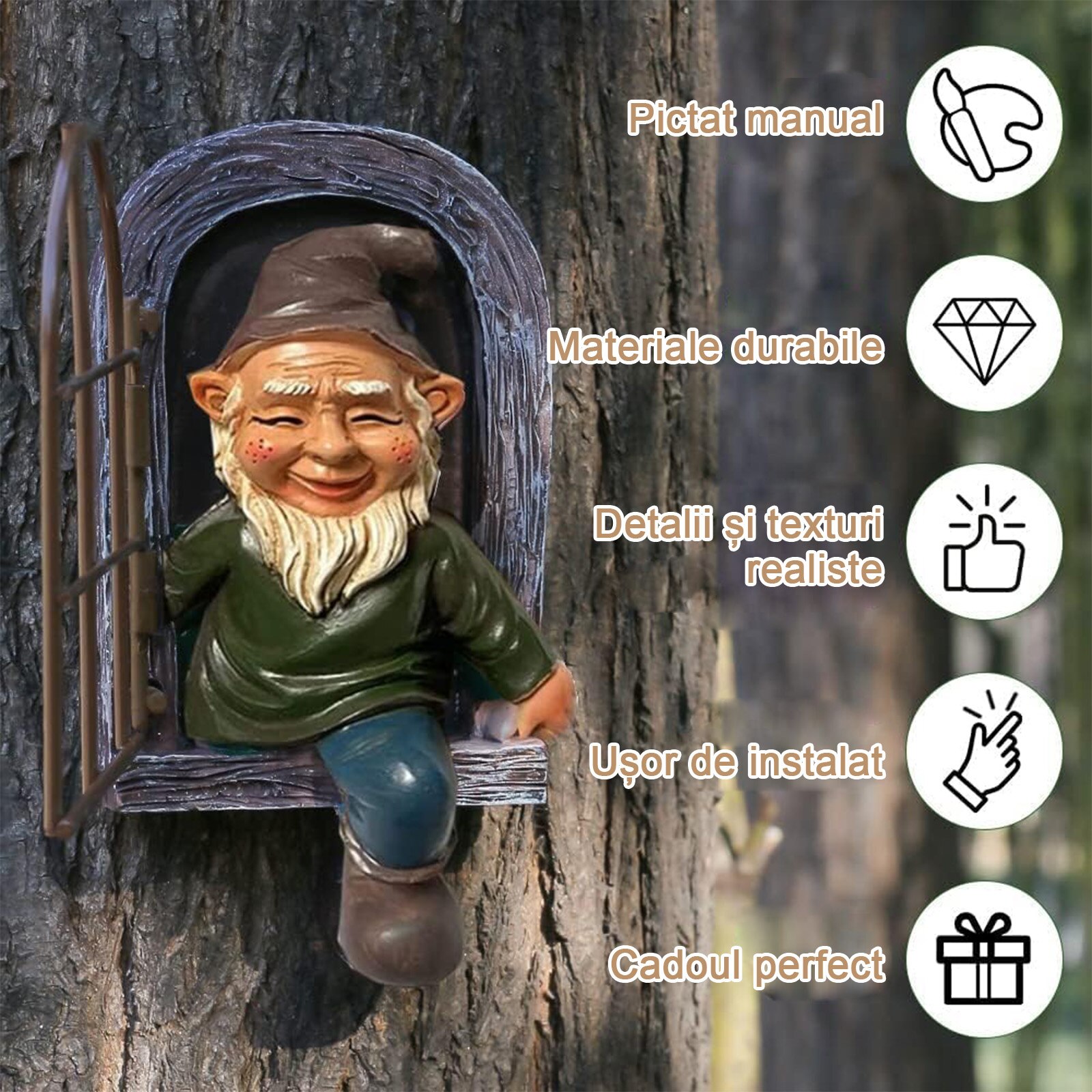 Pitic de gradina din rasina, NUODWELL, Inaltime 15 cm, design ...