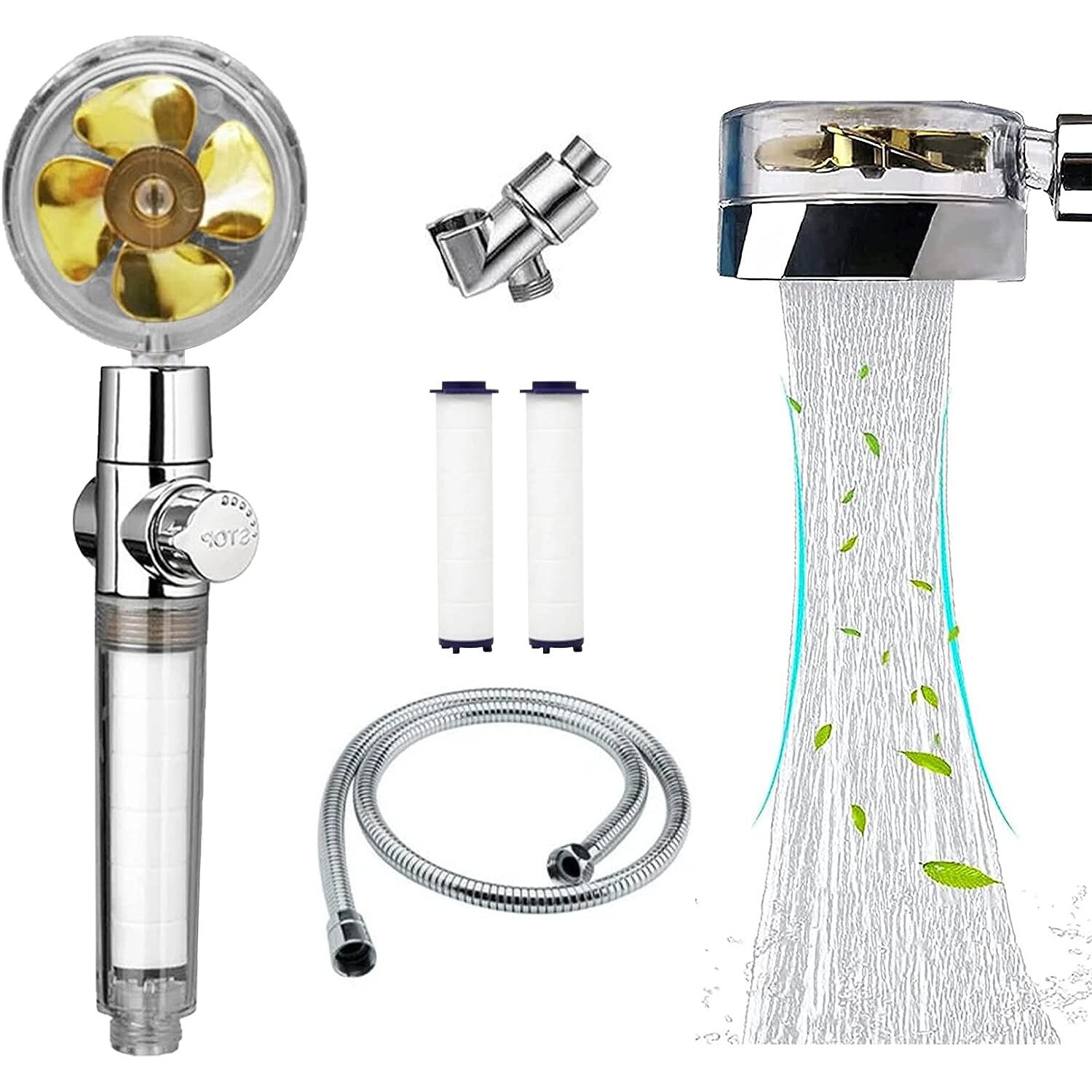 Para de dus turbo, ABS, Buton on/off, 360 de grade rotative cu elice ...