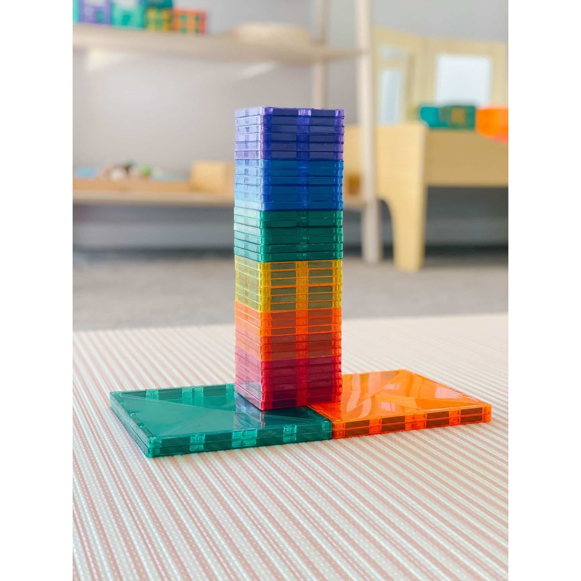 Set de constructie magnetic, Connetix, Magnetic Tiles, Rainbow Square ...