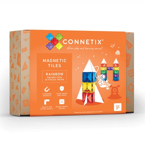 Set de constructie magnetic, Connetix, Magnetic Tiles, Rainbow Square ...