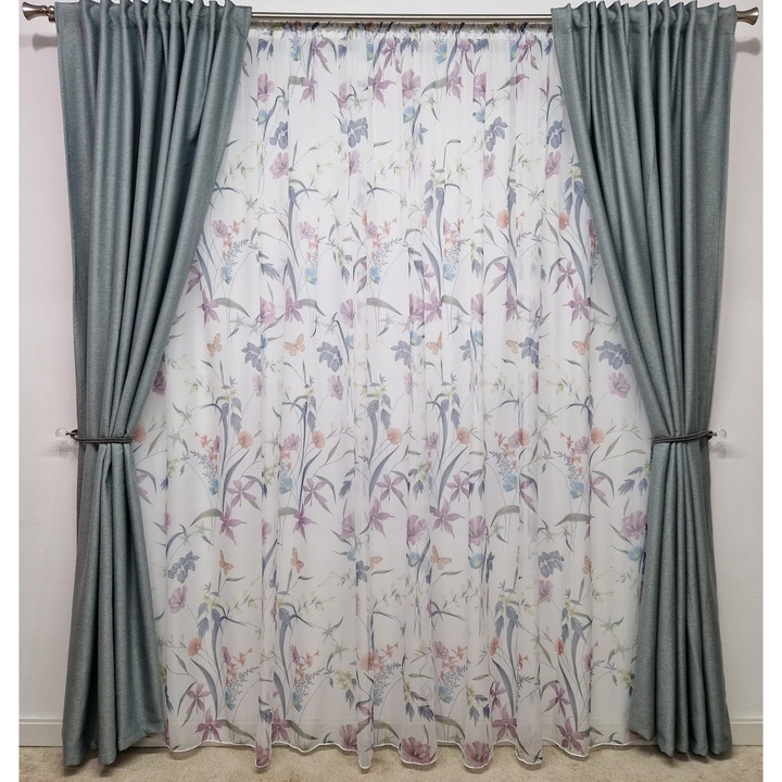 Draperie Rustic Blue, Blackout cu rejansa pentru sina 2 buc x 100 x 250 ...