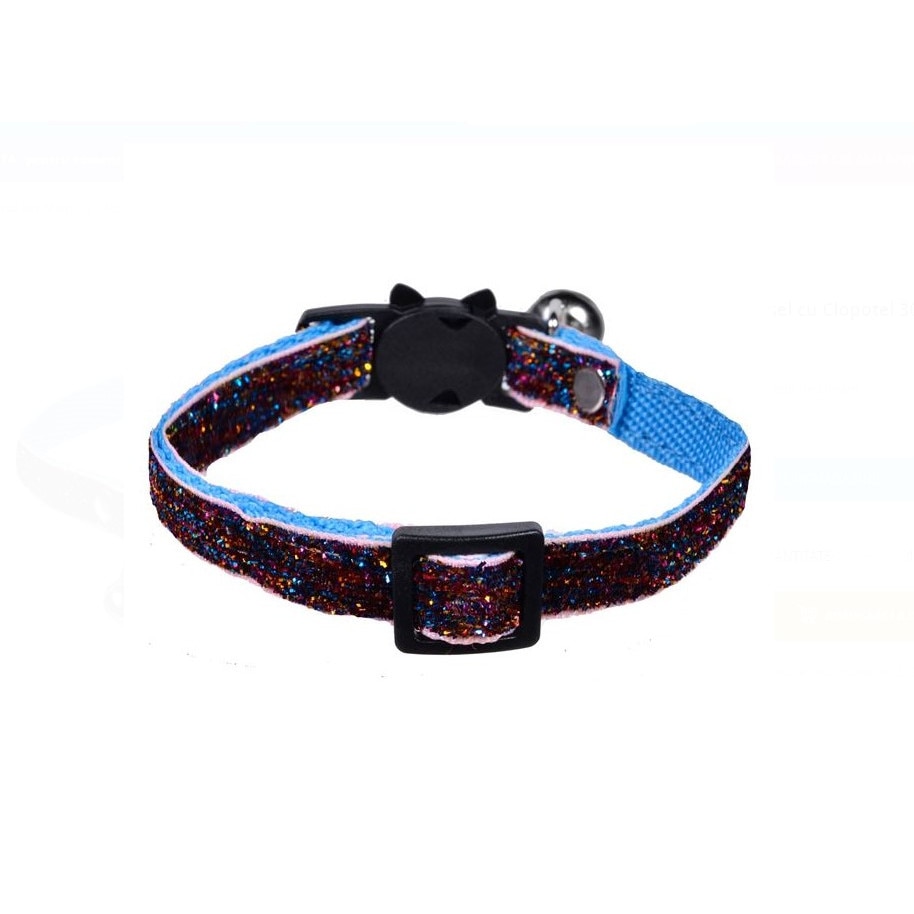 Zgarda pentru Pisici Colorata Tinsel cu Clopotel 30x1cm, Ajustabil ...