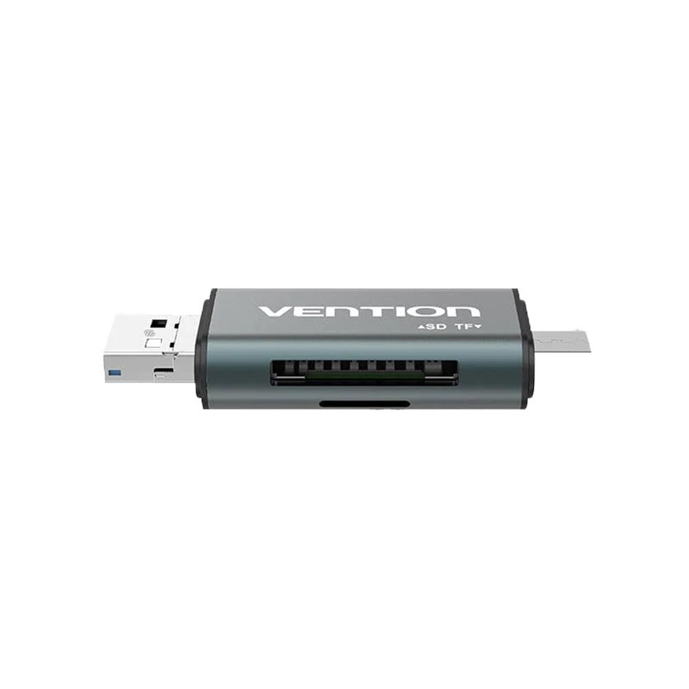 Adaptor USB Type-C, Vention, USB 3.0, Micro USB,, Slot Card SD, TF, Gri ...