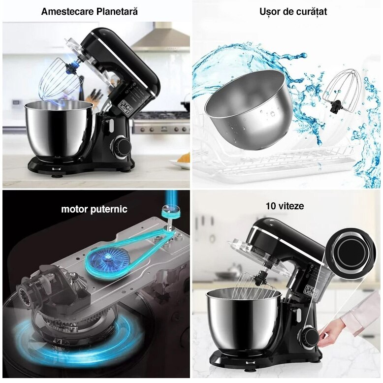 Mixer Planetar Star-Light PMS-1600B, 1600W, 3 accesorii incluse: tel ...