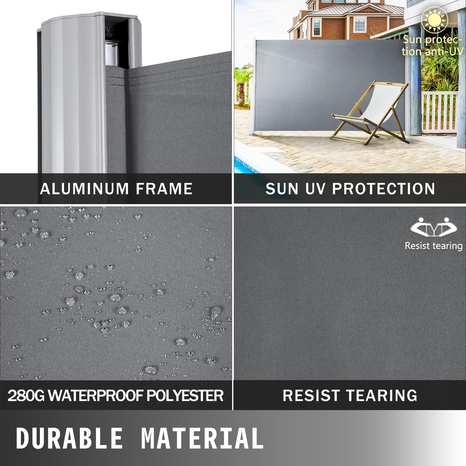 Paravan lateral retractabil pentru terasa, din aliaj de aluminiu cu ...