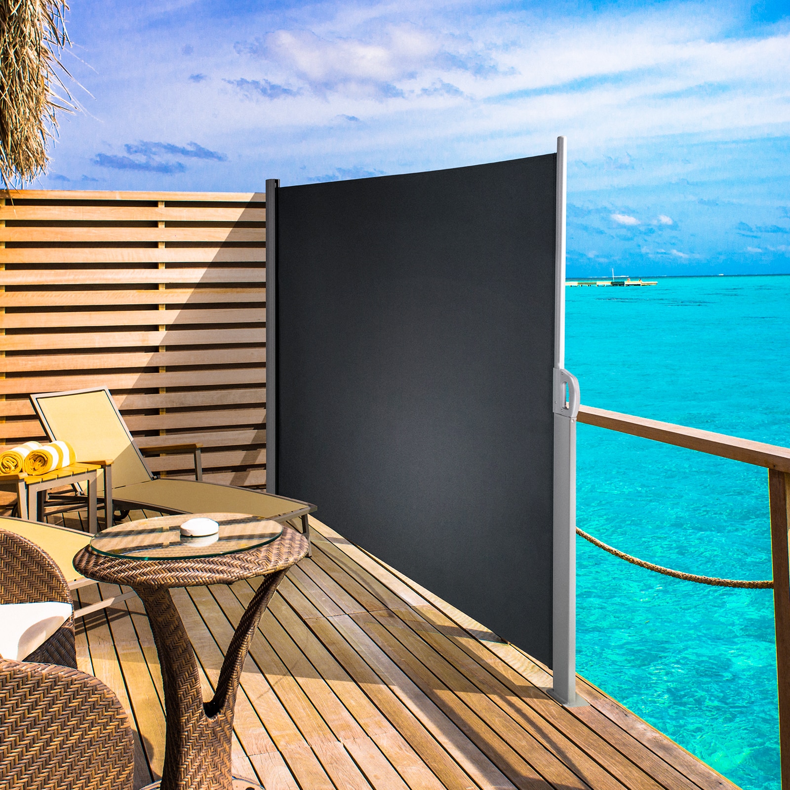 Paravan lateral retractabil pentru terasa, protectie a intimitatii ...