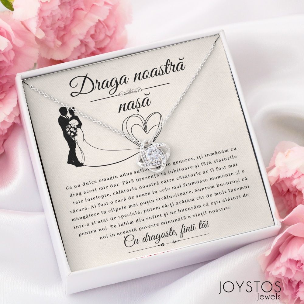 Set Colier Argint 925, Cu Pandant Nodul Iubirii Placat Cu Aur Alb 14 k ...