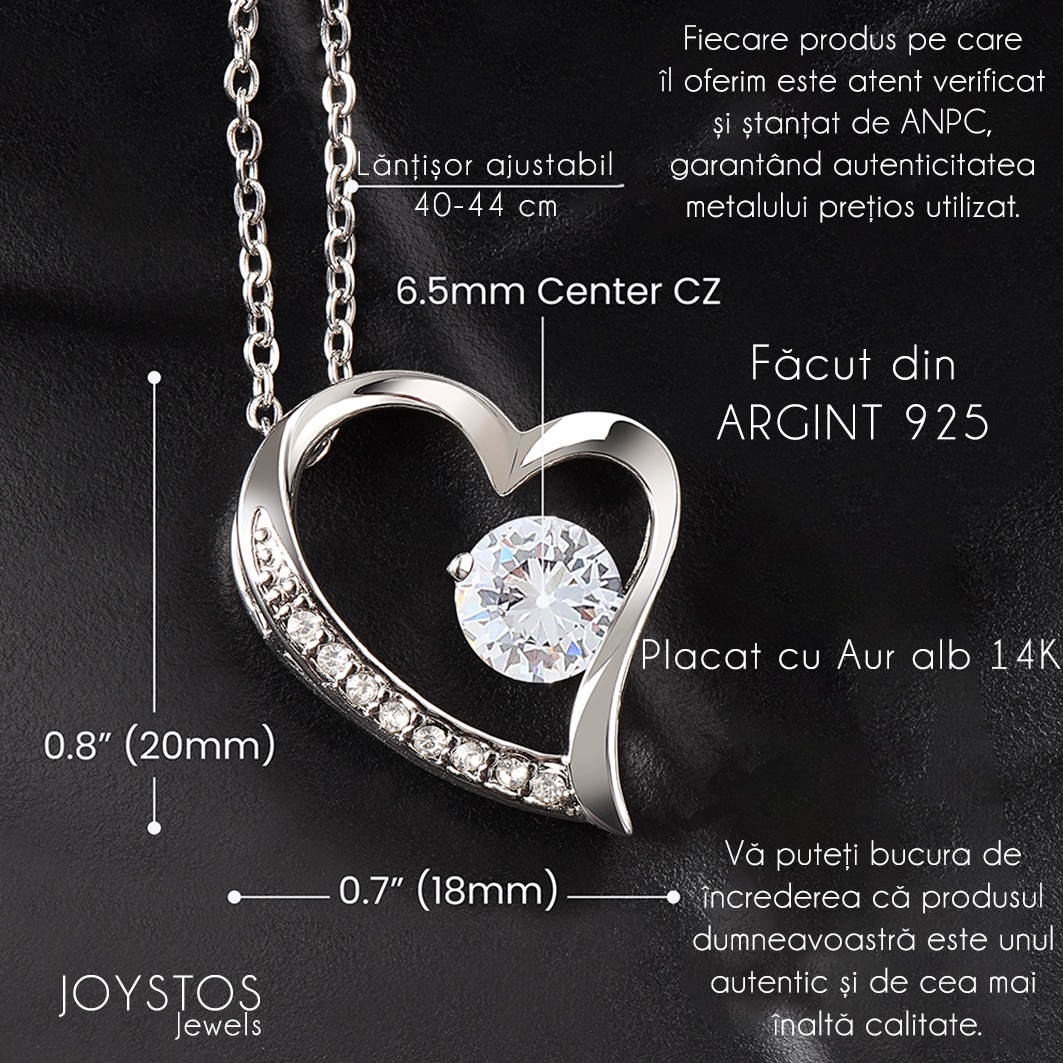Set Cadou Pentru Prietena, Colier Cu Pandant Inima Curbata Placat Cu ...