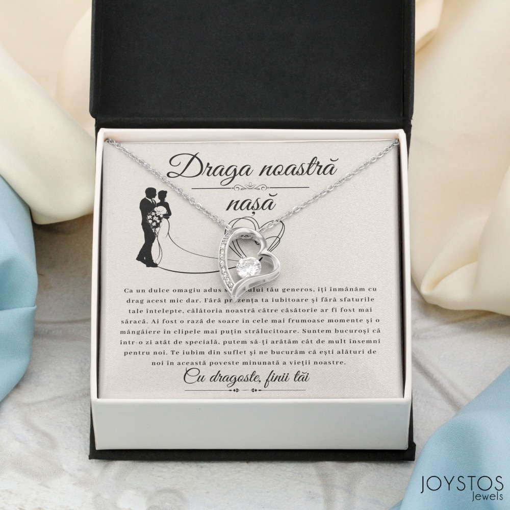 Set Colier Argint 925, Cu Pandant Inima Curbata, Placat Cu Aur Alb 14K ...