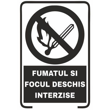 Semn indicator, fumatul si focul deschis interzise, Autocolant, negru ...
