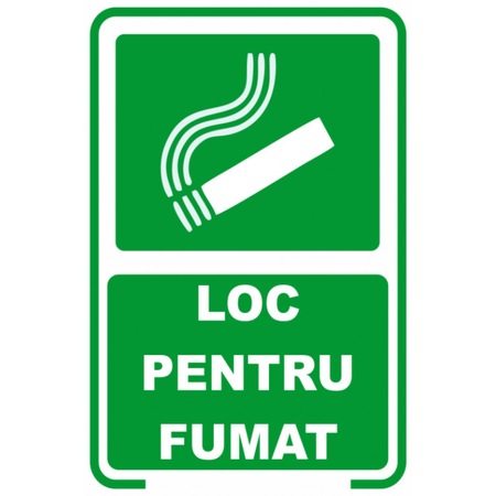 Semn indicator, loc pentru fumat, Autocolant, verde, 15x20cm - eMAG.ro