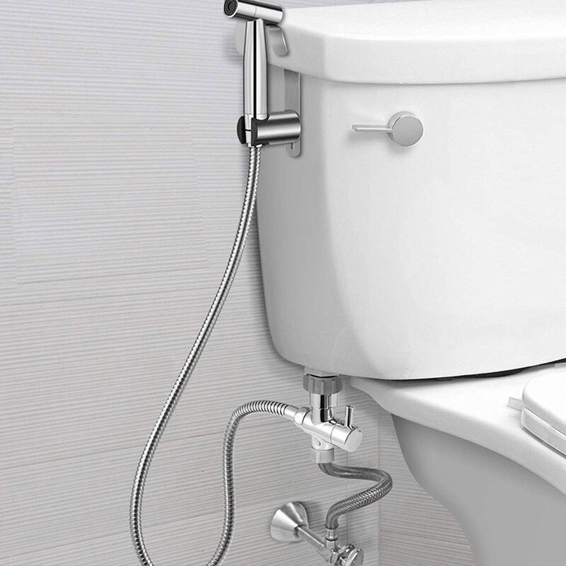 Set dus igienic, YWX, baterie bideu si WC din otel inoxidabil, para ...