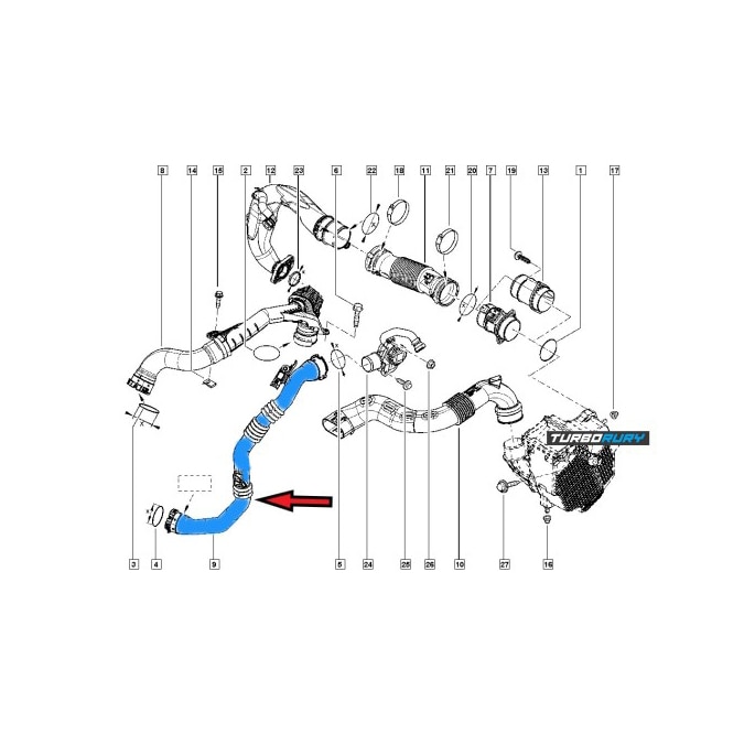Furtun aer intercooler, Turborury, Dacia Dokker Duster Lodgy Logan II ...